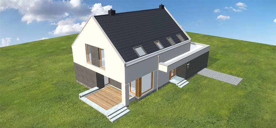 Projekt domu Prosty 1 143,3 m2 - koszt budowy - EXTRADOM